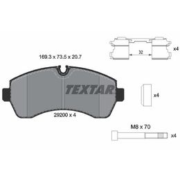 TEXTAR Bremsbelagsatz, Scheibenbremse 2920002 vorne rechts links mit Zubeh&ouml;r f&uuml;r VW MERCEDES-BENZ A0044206820 A9064210300 A0054205320