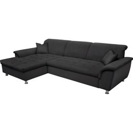 DOMO collection Ecksofa &raquo;Franzi bequem, B/T: 278/162 cm, L-Form, belastbar bis 140kg/ Sitz&laquo; Flachgewebe, graphite grau Flachgewebe (100% Polyester);