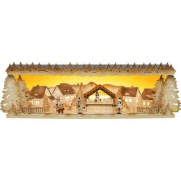 LED Schwibbogen &raquo;Erh&ouml;hung Weihnachtsmarkt exklusiv&laquo; 58x18x14,5 cm (BxHxT) Holz teilmassiv