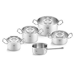 Fissler Topf-Set &raquo;Original-Profi Collection &laquo; Set, Kochtopf 16/20/24 + Bratentopf 20cm + Stielkasserolle 16cm oD, 5 Stk. tlg. Edelstahl 18/10 silber