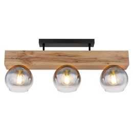 Globo LIGHTING Deckenleuchte &raquo;MOITAS&laquo; E27 1 Stk. Deckenlampe/Kugeln/Glas/Holz/Wohnzimmer/Glas rauchfarben schwarz