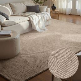 Hanse Home Wollteppich &raquo;Eleni&laquo; rechteckig 18 mm H&ouml;he Handgetuftet, Wolle, Natur, Wohnzimmer, Schlafzimmer, Skandi, Hygge beige Wolle