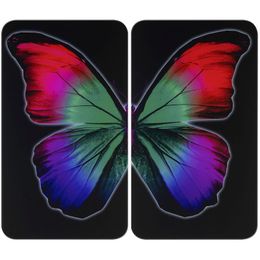 Wenko Herd-Abdeckplatte &raquo;Universal Modell Butterfly by Night&laquo; Herdabdeckung f&uuml;r alle Herdarten, kratzfest, mit rutschfesten F&uuml;&szlig;en bunt Glas, 