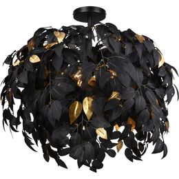 REALITY LEUCHTEN Deckenleuchte &raquo;Leavy&laquo; E14 1 Stk. warmwei&szlig; - kaltwei&szlig; Deko Deckenlampe Blatt Design schwarz-gold, exkl 3xE14 max 28W, &Oslash; 70cm schwarz