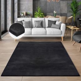 the carpet Teppich &raquo;Cosy&laquo; rechteckig 11 mm H&ouml;he Wohnzimmer Teppich Fell-Optik waschbar elegant schwarz Polyester