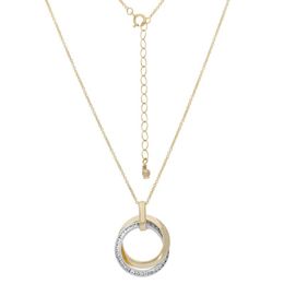 Firetti Damen Kette mit Anh&auml;nger &raquo;Schmuck Geschenk Silber 925 Halskette Ankerkette Ringe bicolor&laquo; mit Zirkonia (synth.)