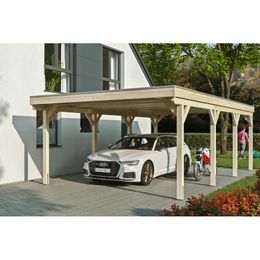 Skan Holz Einzelcarport &raquo;Grunewald&laquo; Leimholz natur mit EPDM-Dach beige