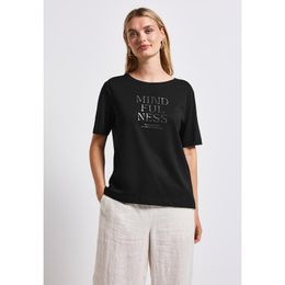 Street One Damen Street One T-Shirt mit Schriftzug schwarz 36