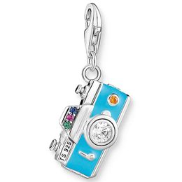 Thomas Sabo Damen Thomas Sabo Charm-Einh&auml;nger &raquo;Retro Kamera&laquo; mit Glas-Keramik Stein blau