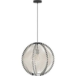 Eglo H&auml;ngeleuchte &raquo;Waverton H&auml;ngelampe, Esszimmerlampe, Metall, Holz, Textil in Wei&szlig;, E27&laquo; E27 1 Stk. H&auml;ngeleuchte - H110 x &Oslash;48 cm - schwarz - 1X40W 