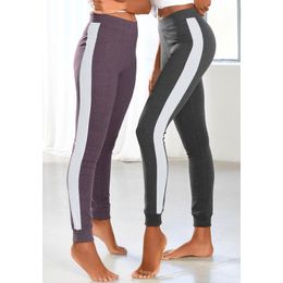 Arizona Damen Leggings mit breitem Streifen lila 40/42, N-Gr