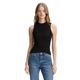 Tom Tailor Denim Damen Tom Tailor Denim T-Shirt mit Rippstruktur schwarz XXL (44)