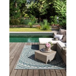 benuta Nest In- & Outdoor-Teppich Cleo Beige/Blau 200x290 cm - Teppich f&uuml;r Balkon, Terrasse & Garten