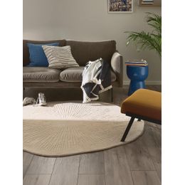 benuta Pop Waschbarer Kurzflor Teppich Pam Beige &oslash; 160 cm - Moderner Kurzflor-Teppich f&uuml;r Wohnzimmer