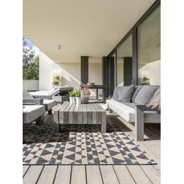benuta Nest In- & Outdoor-Teppich River Beige/Blau 133x190 cm - Teppich f&uuml;r Balkon, Terrasse & Garten