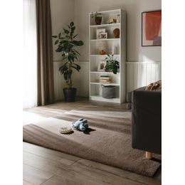 benuta Nest Waschbarer Hochflor Shaggyteppich Melvin Taupe 200x200 cm - Hochflor Teppich f&uuml;r Wohnzimmer