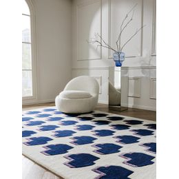 benuta Finest Kurzflor Teppich Keith Blau 160x230 cm - Moderner Kurzflor-Teppich f&uuml;r Wohnzimmer