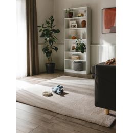 benuta Nest Waschbarer Hochflor Shaggyteppich Melvin Beige 200x200 cm - Hochflor Teppich f&uuml;r Wohnzimmer