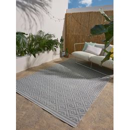 benuta Nest In- & Outdoor-Teppich Metro Blau 140x200 cm - Teppich f&uuml;r Balkon, Terrasse & Garten