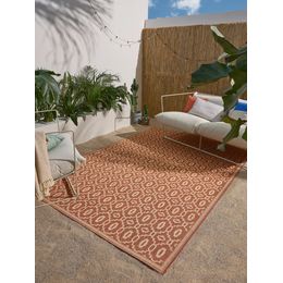 benuta Nest In- & Outdoor-Teppich Metro Beige/Rot 240x340 cm - Teppich f&uuml;r Balkon, Terrasse & Garten