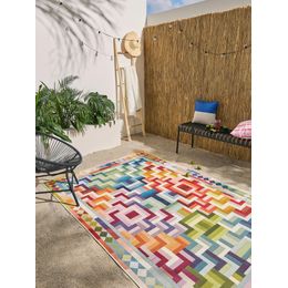 benuta Pop In- & Outdoor-Teppich Jovis Multicolor/Blau 240x340 cm - Teppich f&uuml;r Balkon, Terrasse & Garten