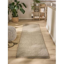 benuta Pure Wollteppich Rocco Taupe 80x250 cm - Naturfaserteppich aus Wolle