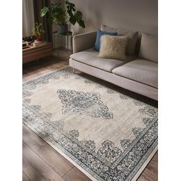 benuta Pop Waschbarer Teppich Laury Grau 300x400 cm - Vintage-Stil Teppich im Used-Look