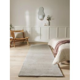benuta Nest Wollteppich L&auml;ufer f&uuml;r Flur Bent Grau 80x250 cm - Naturfaserteppich aus Wolle