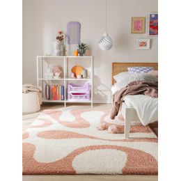 benuta Pop Hochflor Shaggyteppich Louise Rosa 120x170 cm - Hochflor Teppich f&uuml;r Wohnzimmer
