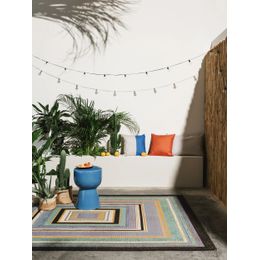 benuta Pop In- & Outdoor-Teppich Ria Multicolor/Blau 80x165 cm - Teppich f&uuml;r Balkon, Terrasse & Garten