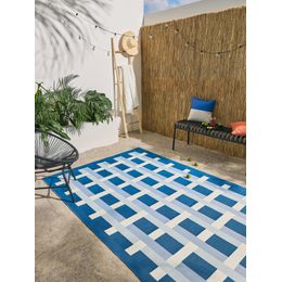 benuta Pop In- & Outdoor-Teppich Jovis Blau 80x165 cm - Teppich f&uuml;r Balkon, Terrasse & Garten