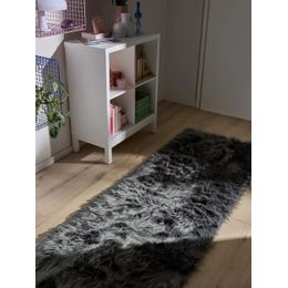 benuta Pop Waschbarer Hochflor Shaggyteppich Nanuk Anthrazit 80x240 cm - Bettvorleger f&uuml;r Schlafzimmer