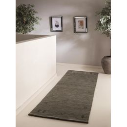 benuta Nest Wollteppich L&auml;ufer f&uuml;r Flur Jamal Grau 80x250 cm - Naturfaserteppich aus Wolle