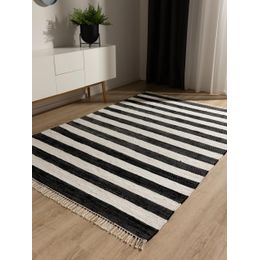 benuta Basic Kurzflor Teppich aus recyceltem Material Tom Schwarz/Wei&szlig; 200x300 cm - Moderner Kurzflor-Teppich f&uuml;r Wohnzimmer