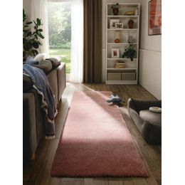 benuta Nest Waschbarer Hochflor Shaggyteppich Melvin Rosa 80x250 cm - Bettvorleger f&uuml;r Schlafzimmer