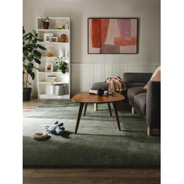 benuta Nest Waschbarer Hochflor Shaggyteppich Melvin Gr&uuml;n 160x230 cm - Hochflor Teppich f&uuml;r Wohnzimmer