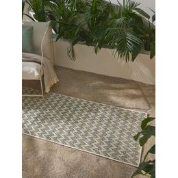 benuta Nest In- & Outdoor-L&auml;ufer Agra Blau/Cream 80x240 cm - Teppich f&uuml;r Balkon, Terrasse & Garten