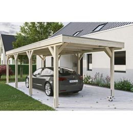 Skan Holz Einzelcarport &raquo;Grunewald&laquo; Leimholz natur mit EPDM-Dach beige
