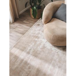 benuta Pure Viskoseteppich Nela Taupe 300x400 cm - Moderner Kurzflor-Teppich f&uuml;r Wohnzimmer
