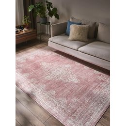 benuta Pop Waschbarer Teppich Laury Rosa 300x400 cm - Vintage-Stil Teppich im Used-Look