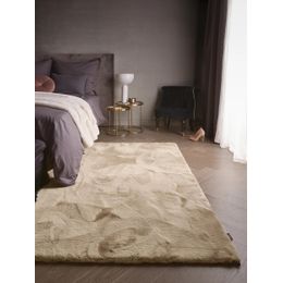 benuta Finest Hochflor Shaggyteppich Fine Beige 200x200 cm - Hochflor Teppich f&uuml;r Wohnzimmer