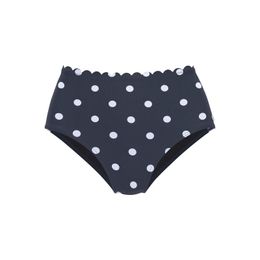 Lascana Damen Lascana Highwaist-Bikini-Hose &raquo;Jada&laquo; Mit Muschelkante und Punkten blau 38, N-Gr