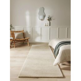 benuta Nest Wollteppich L&auml;ufer f&uuml;r Flur Bent Cream 80x250 cm - Naturfaserteppich aus Wolle