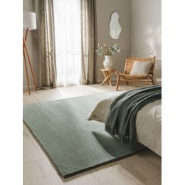 benuta Nest Wollteppich Bent Gr&uuml;n 120x170 cm - Naturfaserteppich aus Wolle