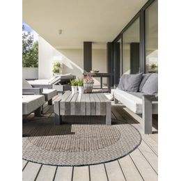 benuta Nest In- & Outdoor-Teppich Rund River Beige/Blau &oslash; 130 cm rund - Teppich f&uuml;r Balkon, Terrasse & Garten
