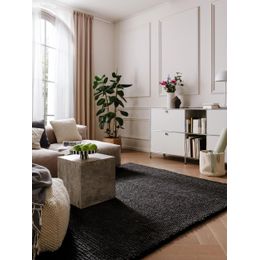 benuta Pure Wollteppich Beads Anthrazit 200x300 cm - Naturfaserteppich aus Wolle