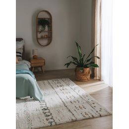 benuta Nest Hochflor Shaggyteppich Gobi Beige 80x150 cm - Bettvorleger f&uuml;r Schlafzimmer
