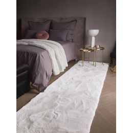 benuta Finest Hochflor Shaggyteppich Fine Wei&szlig; 80x300 cm - Bettvorleger f&uuml;r Schlafzimmer