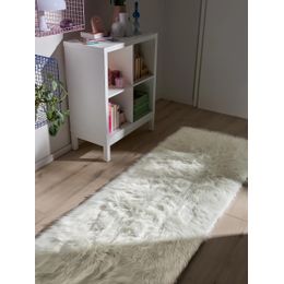 benuta Pop Waschbarer Hochflor Shaggyteppich Nanuk Wei&szlig; 80x240 cm - Bettvorleger f&uuml;r Schlafzimmer