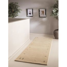benuta Nest Wollteppich L&auml;ufer f&uuml;r Flur Jamal Cream 80x300 cm - Naturfaserteppich aus Wolle